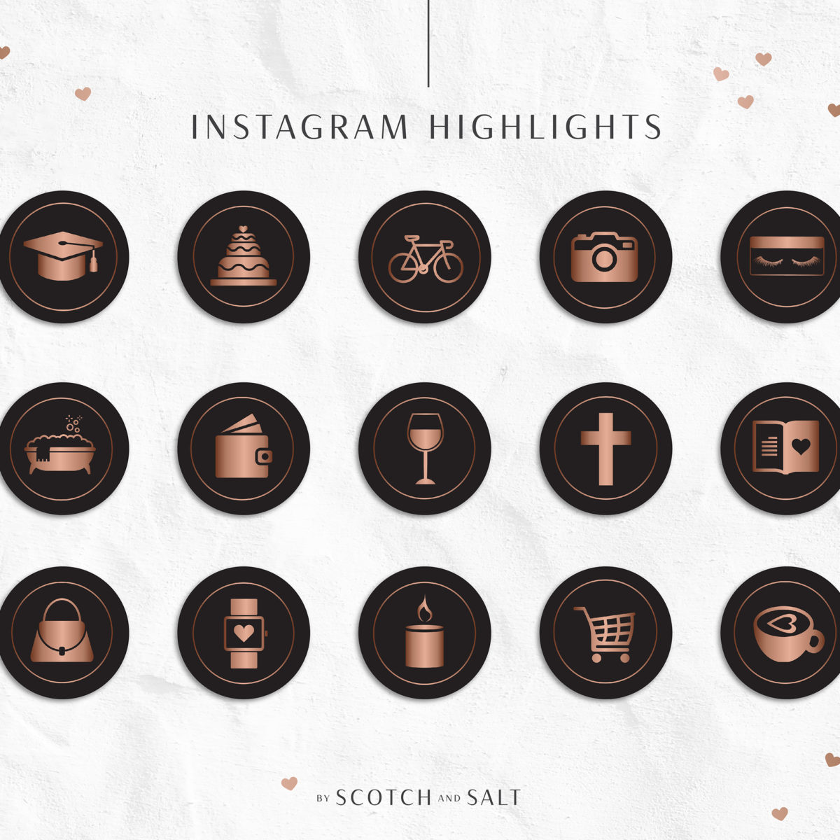 Instagram Highlight Covers - Black & Rose Gold - Scotch and Salt