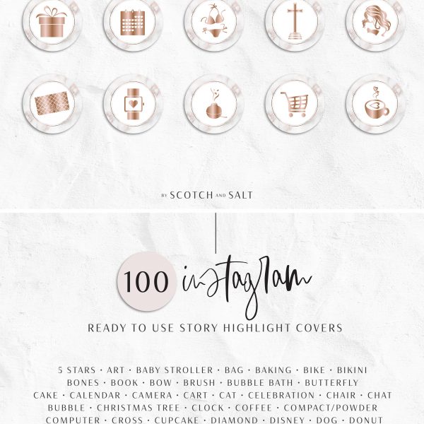 Instagram Highlight Covers - Rose Gold Marble - Scotch and Salt