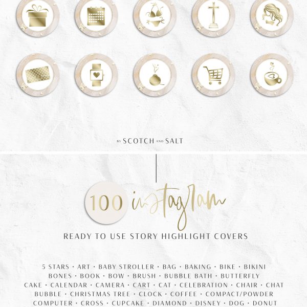 Instagram Highlight Covers - Pink Gold Marble Glitter - Scotch and Salt
