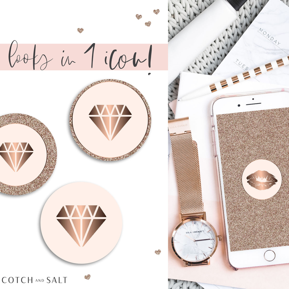 Glitter Instagram Highlight Covers - Scotch and Salt