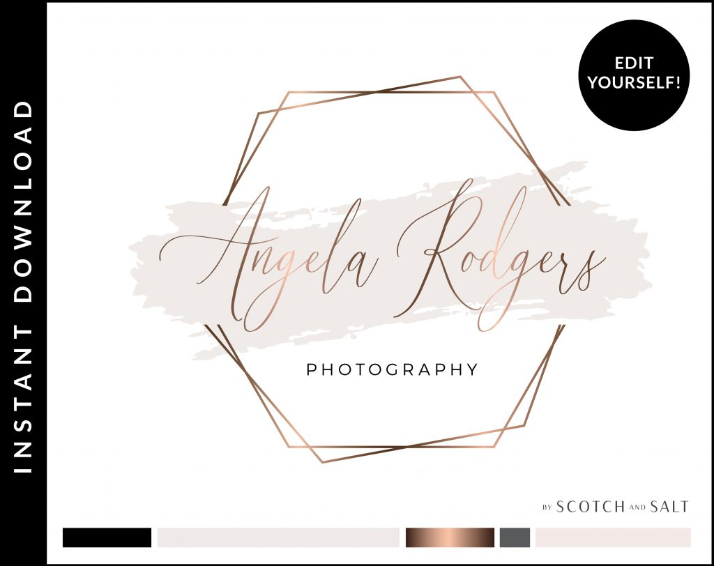 Hexagon Watercolor Logo Design Premade Kit - Scotch and Salt