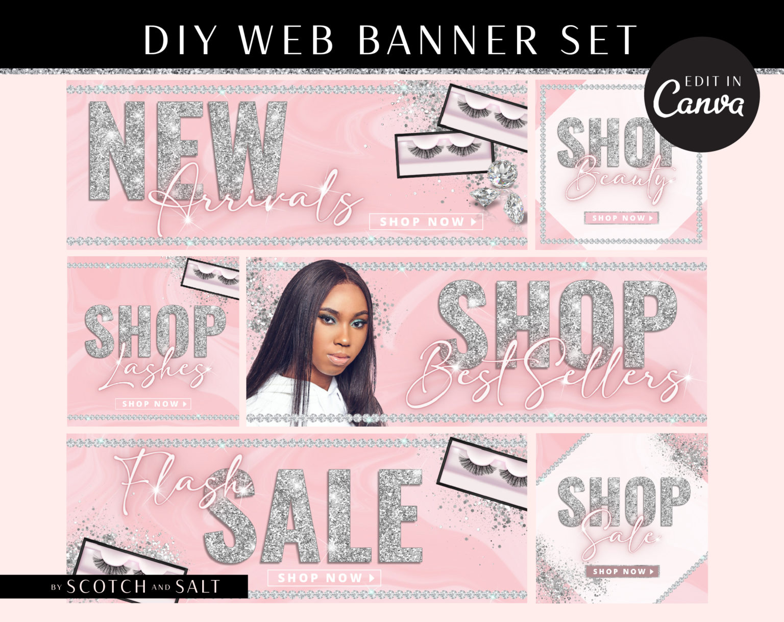 Hair Lash Extensions Banners Bundle - Scotch and Salt