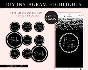 DIY Instagram Highlight Covers Diamond Rhinestone - Scotch and Salt