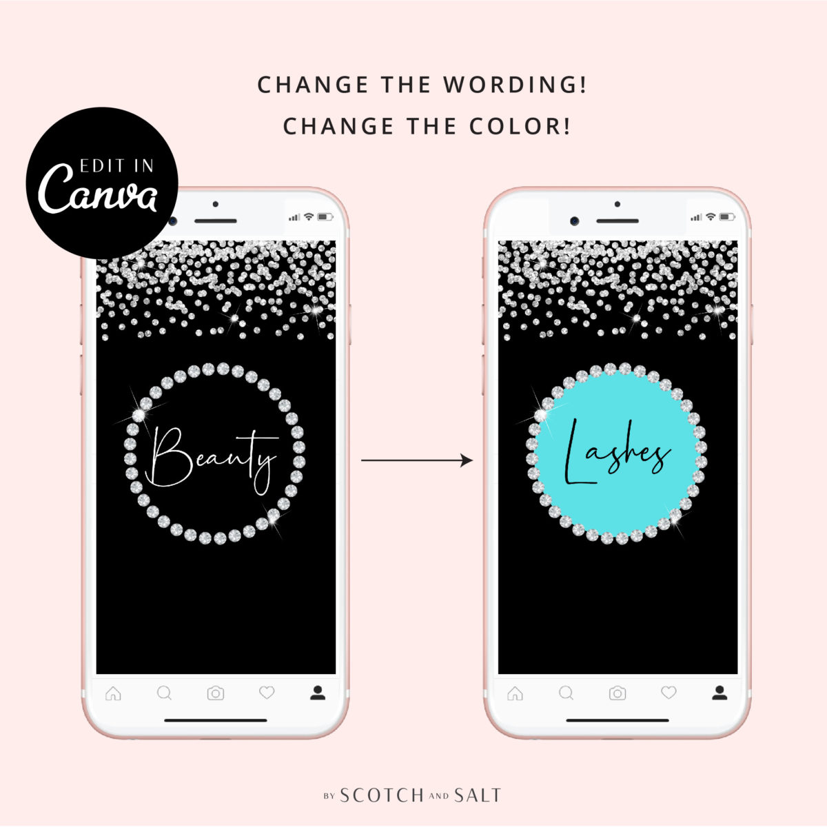 DIY Instagram Highlight Covers Diamond Rhinestone - Scotch and Salt