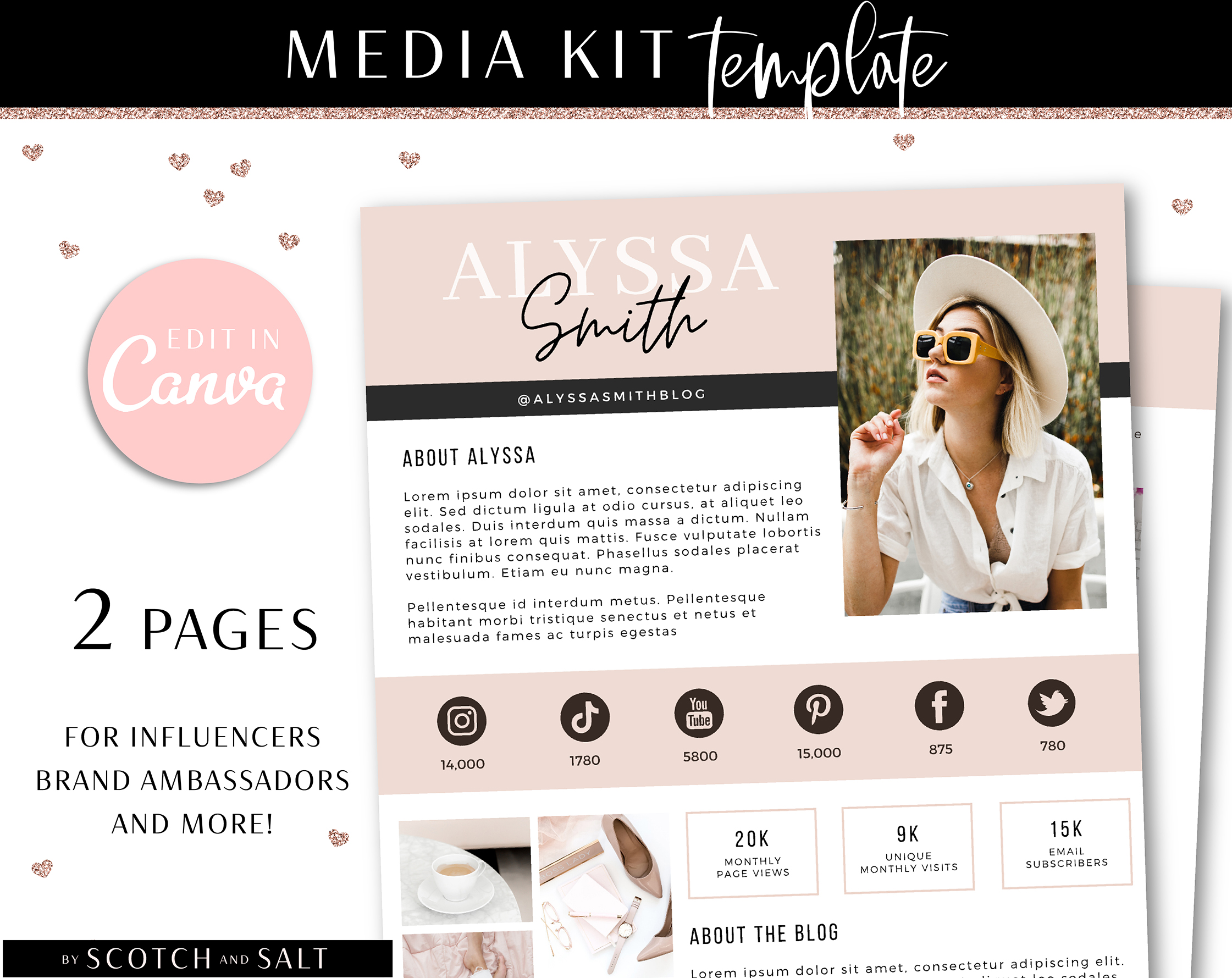Design Templates Editable In Canva Instagram Influencer Media Kit 